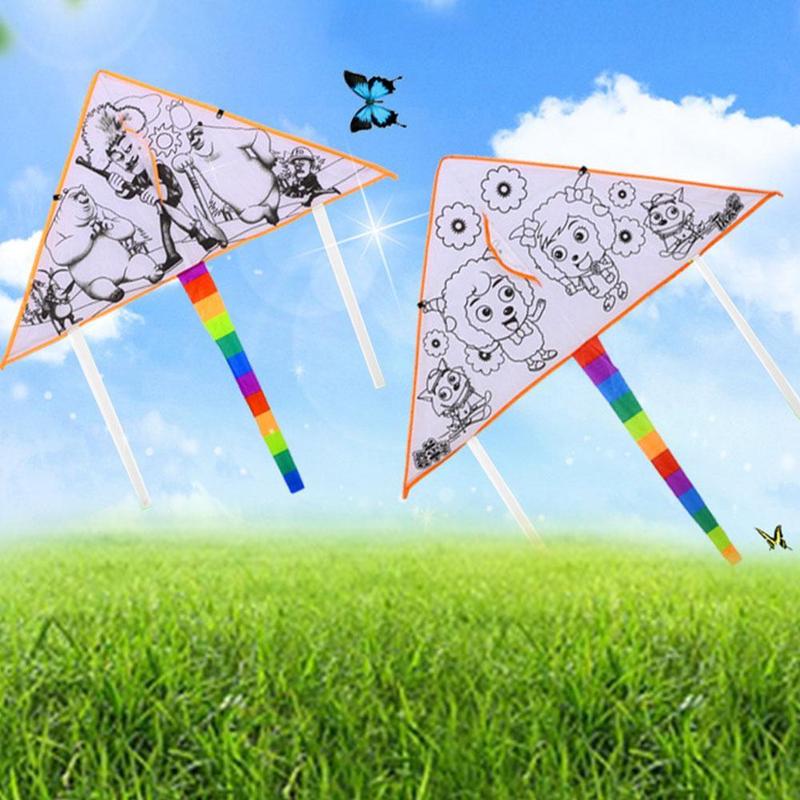 Diy Kite Painting Kite White Children's Triangular Thread Coloring ...