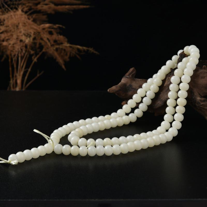 White Jade Bodhi Pieces 108 Barrel Apple round Beads Bracele - TikTok ...