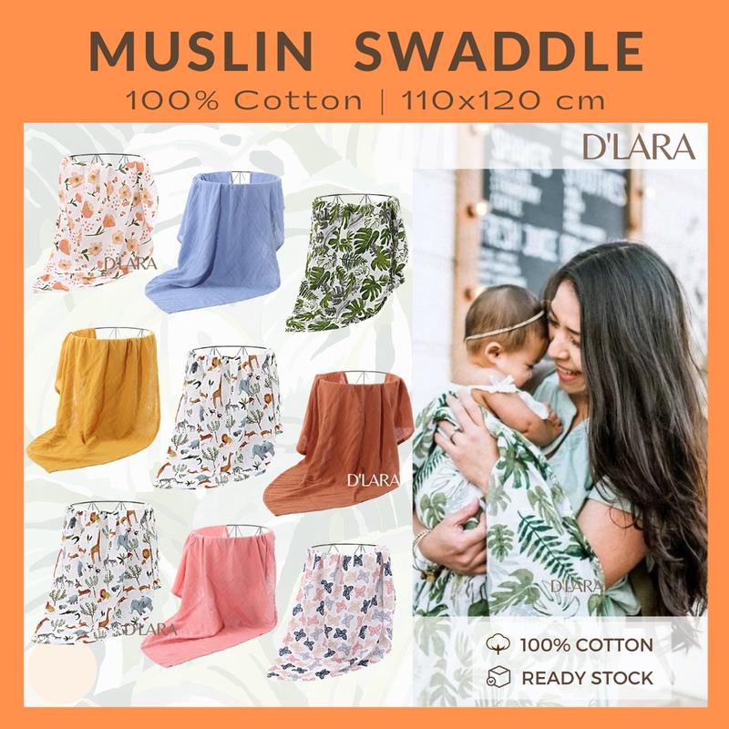 D'LARA Baby Cotton Muslin Swaddle Towel Kain Lampin Bendung Bayi ...
