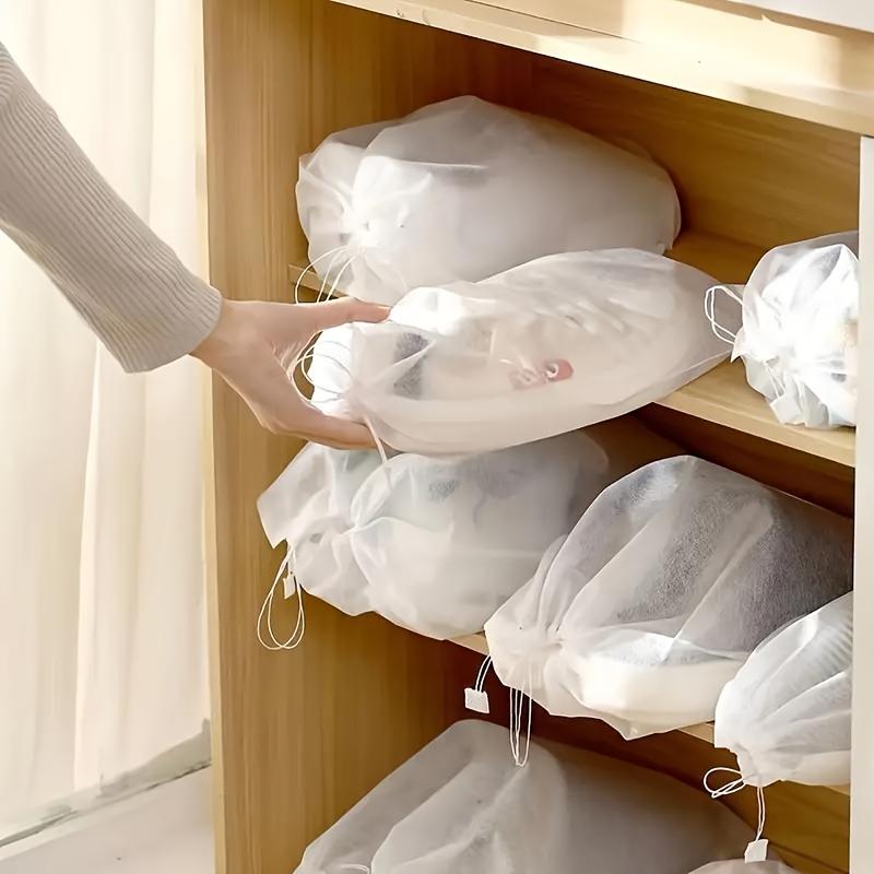 20-Piece Set White Portable Shoe Bags, Non-Woven Drawstring Shoe ...