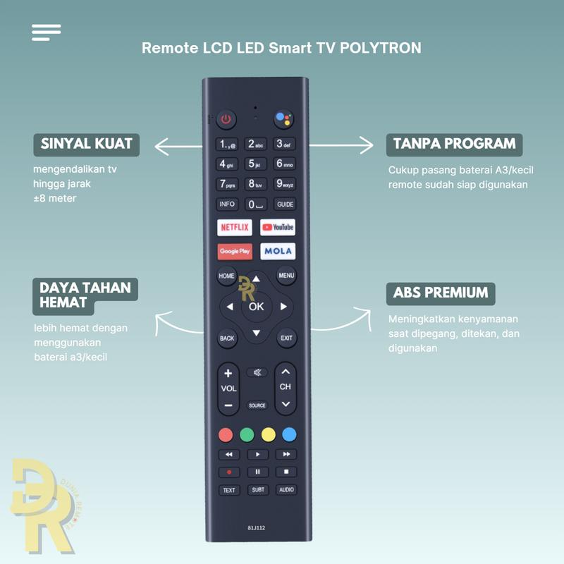 Remot / Remote TV Polytron LCD LED Android Smart TV type 81J112 - Shop ...