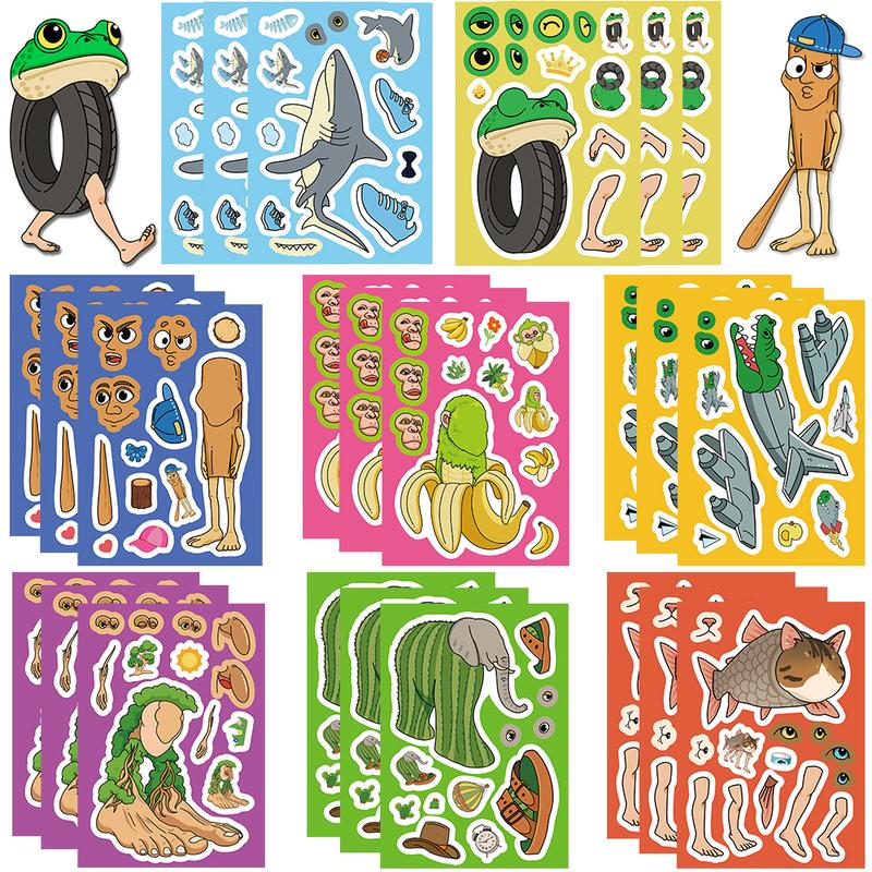 Tung Tung Tung Sahur Make a Face Stickers,24 Sheets Italian Brainrot ...