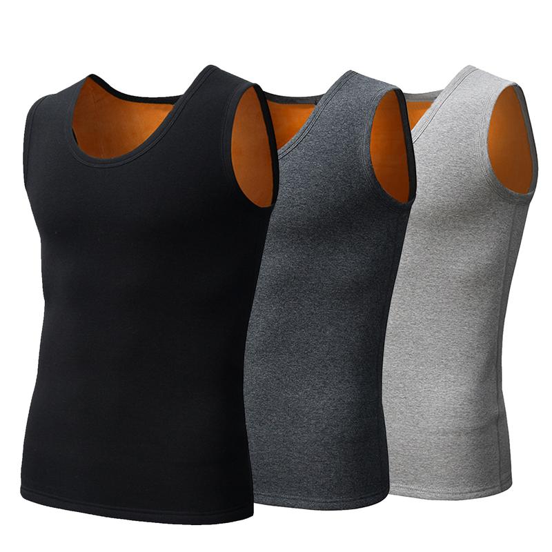 Base Shirt Sleeveless Solid Color Warm Double Sided Plush Men ...
