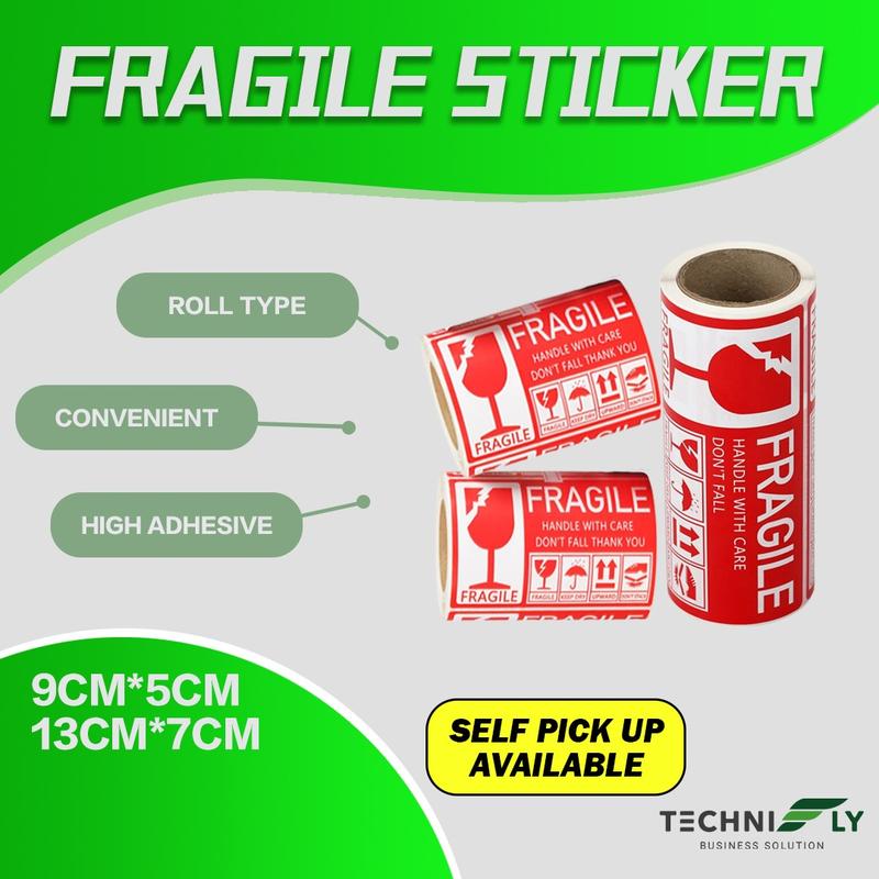 Fragile Sticker Roll 500pcs 9x5cm 13x7cm Label Mudah Pecah Sticker ...