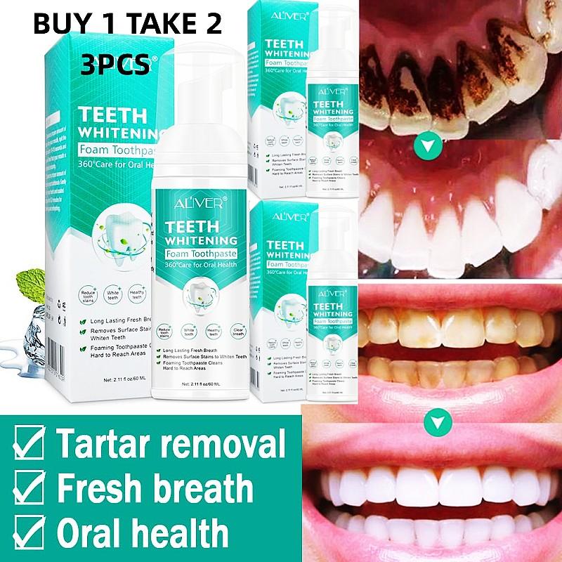 buy 1 take 2 Teeth Whitening Mousse Toothpaste Cleansing teeth - TikTok ...
