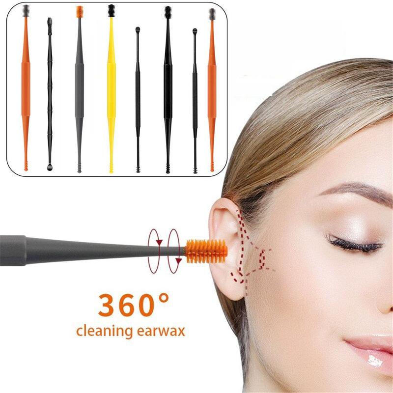 Reusable Ear Pick Soft-Headed Spiral Clean Tool Silicone Double-ended ...