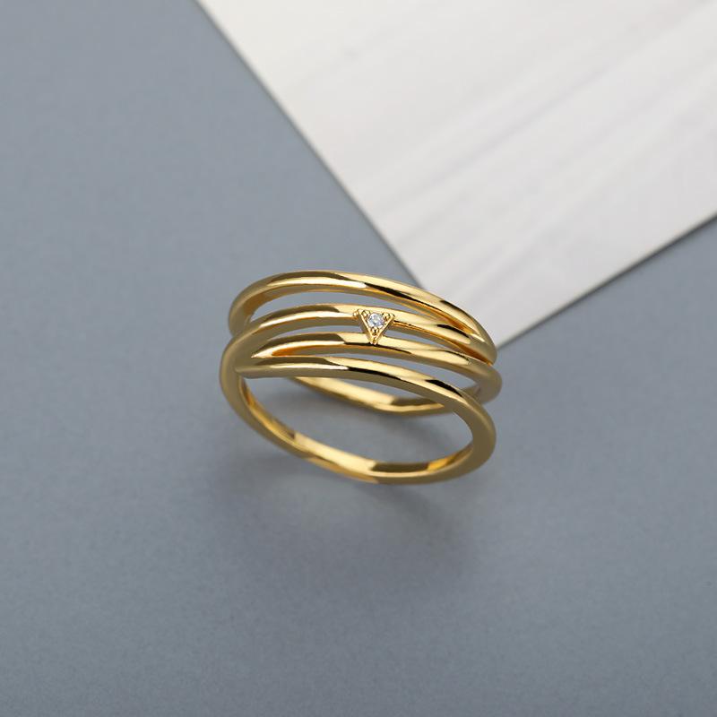 INS Simple Multilayer Ring Female Geometric Lines Cold Wind Index ...