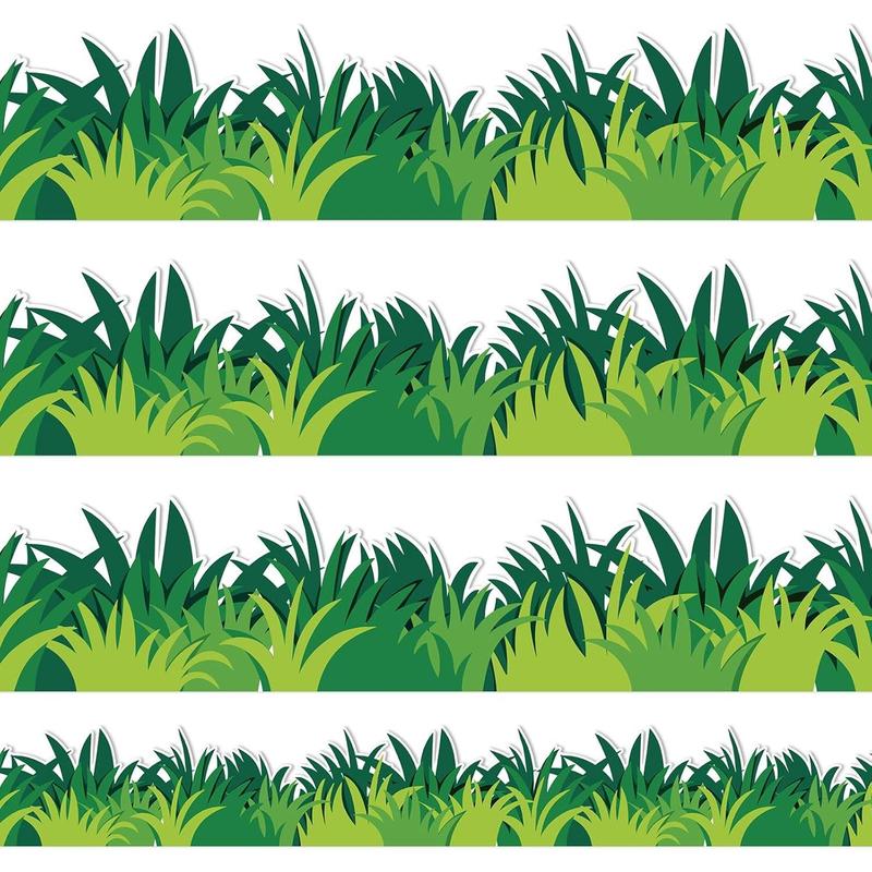 32.8Ft Green Grass Bulletin Board Border Grass Shape Die Cut Trim ...