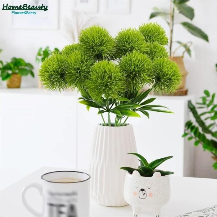 Bunga Bola Hijau Dandelion Tiruan, Bunga Sifon Sutera, Bola Simulasi ...
