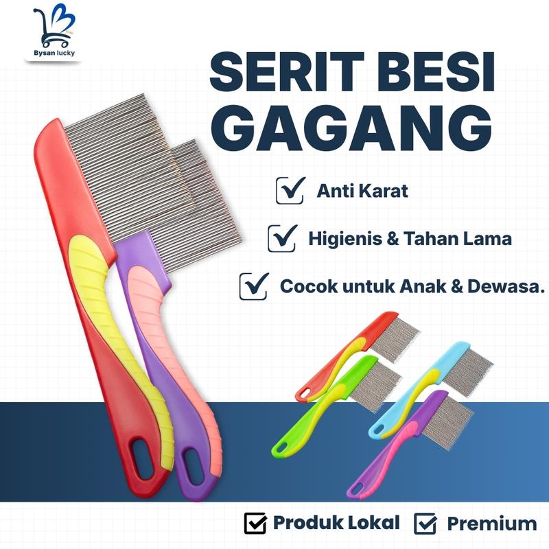 Sisir Serit Besi Gagang Ergonomis Penghilang Kutu Telur Rambut Ketombe ...