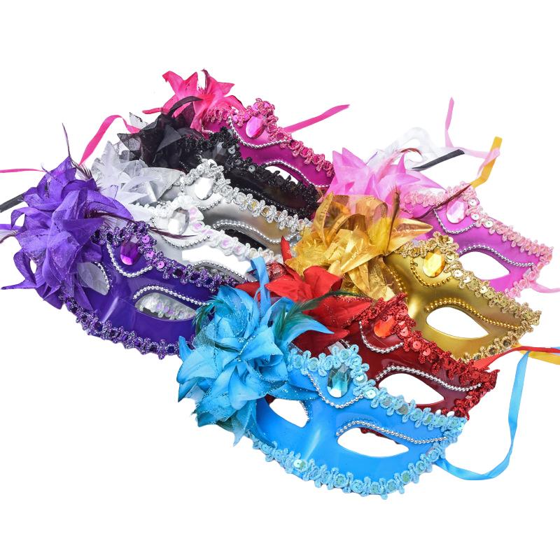 Topeng Separuh Muka, untuk Wanita, Kostum Bunga Penyamaran, Cermin ...