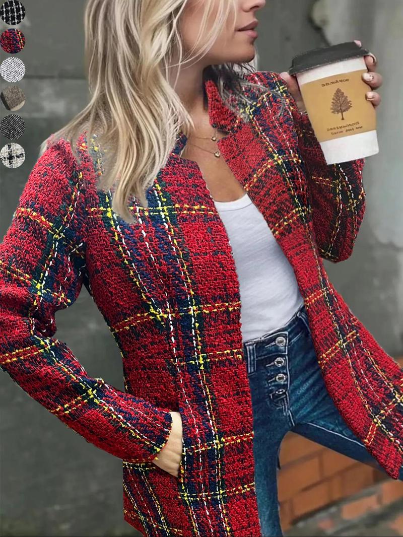 Women's Solid Color Pocket Long Sleeve Open Front Coat, Casual - TikTok ...