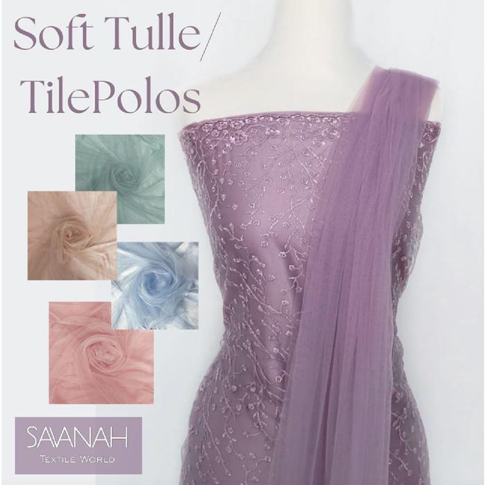 Promo 1/2 meter Kain Tile Polos / Kain Soft Tulle / Kain Tile meteran ...