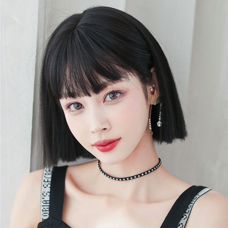 Short H female wig, Internet celebrity cartoon bangs, one size - TikTok ...