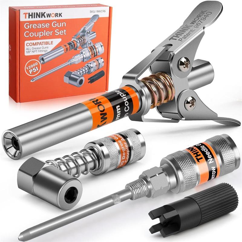 THINKWORK Grease Machine Coupler Set, Double Handle Extra Reach Strong ...