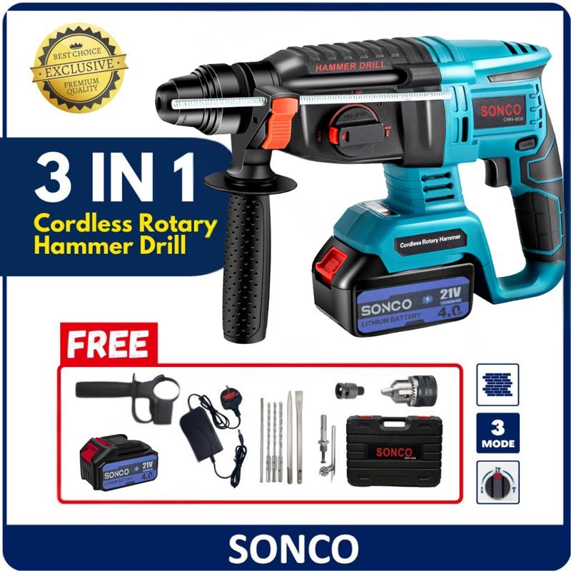SONCO 21V Heavy Duty Cordless Hammer Drill Professional Rotary - TikTok ...