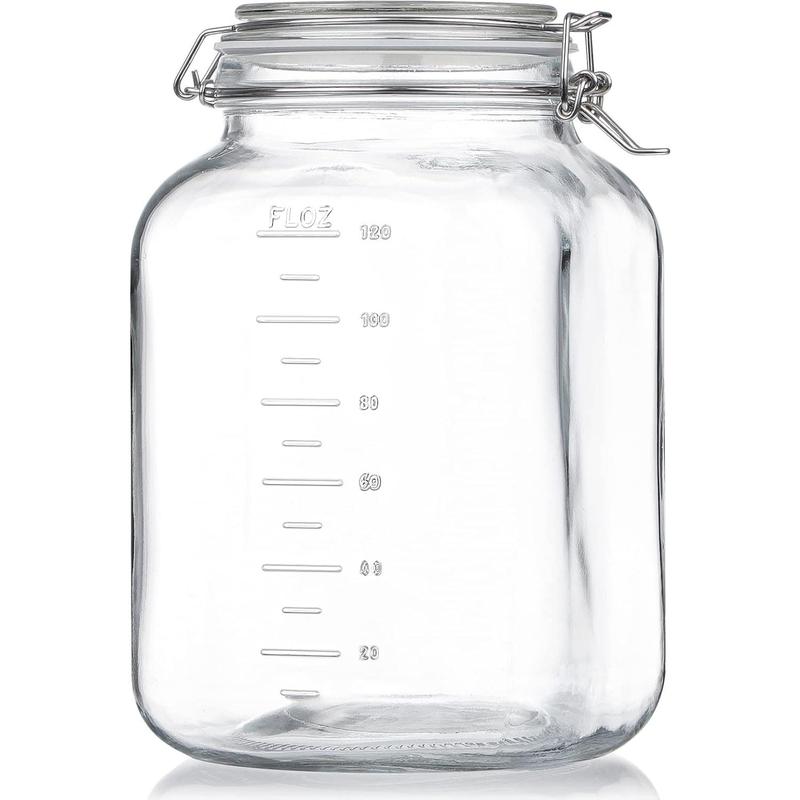 1 Gallon Square Super Wide-Mouth Glass Jars with Airtight Lids, Glass ...