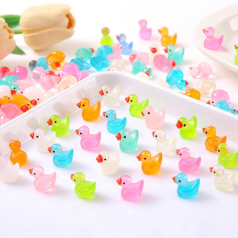 50/100pcs Mini Ducks Glitter Resin Ducks Mini Resin Animals Figures ...