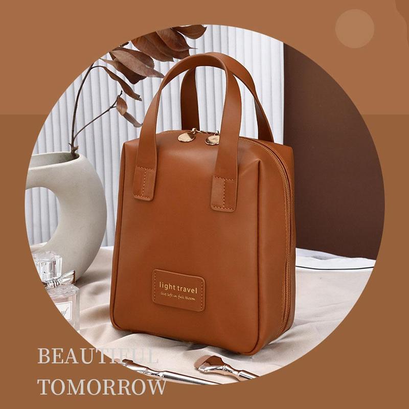 Beg Kosmetik Kulit PU Kapasiti Besar Gaya Ins Beg Retro Beg Kosmetik ...