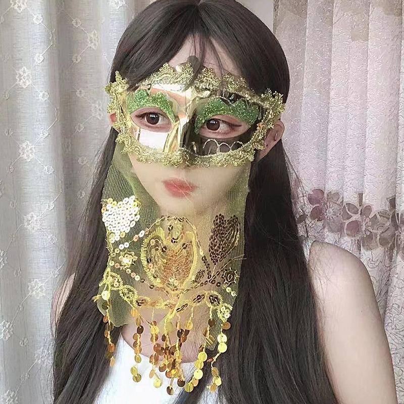 Full Face Princess COS Veil Belly Dance Performance Mask Masquerade ...