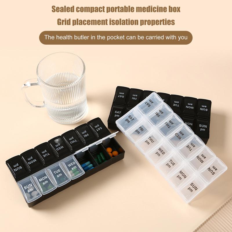 Gavinty Pill Organizer with Letters Double Rows 14 Grids Independent ...