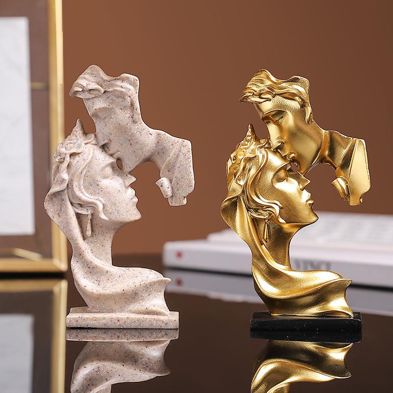 Patung Patung Kekasih Resin, Saiz Mini, Model Kedudukan Berciuman ...