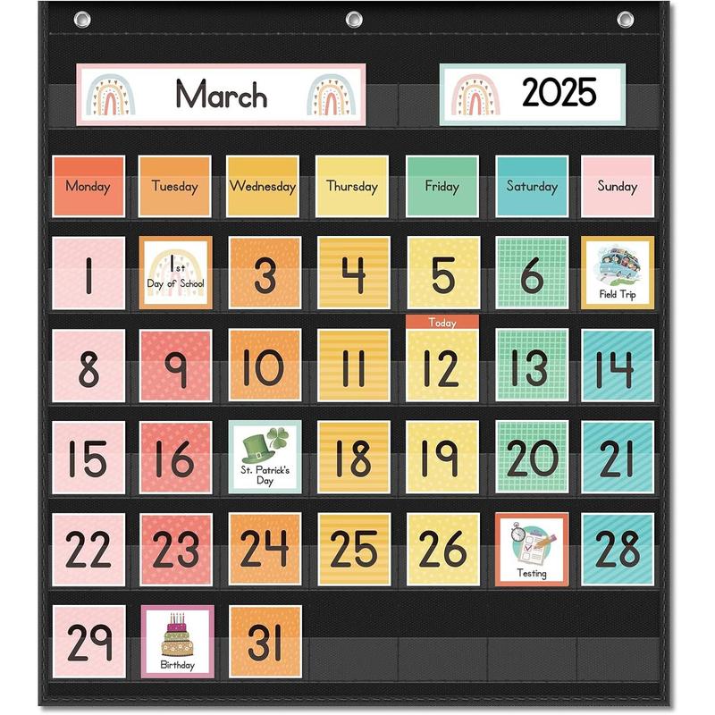 Rainbow Colorful Calendar Pocket Chart for , Classroom Elementary Haves ...