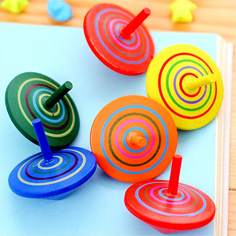 Nostalgic Wooden Spinning Top Desktop Parent-Child Toy Colorful ...