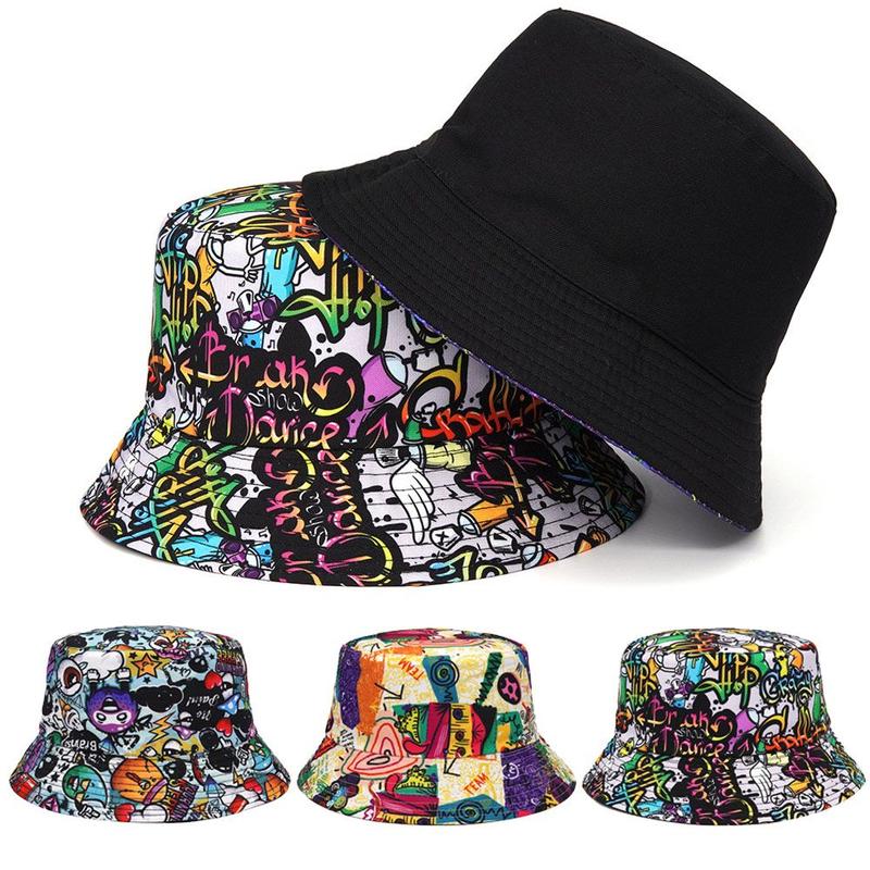 Panama Bucket Hats Animal Letter Print Fisherman Hat Summer Sun ...
