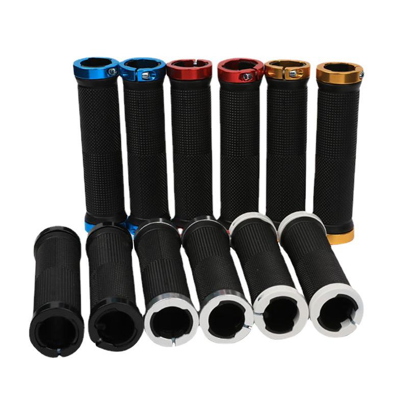 Rubber MTB Grips Alloy Cuffs Bilateral Lock Bicycle Handle Grip ...