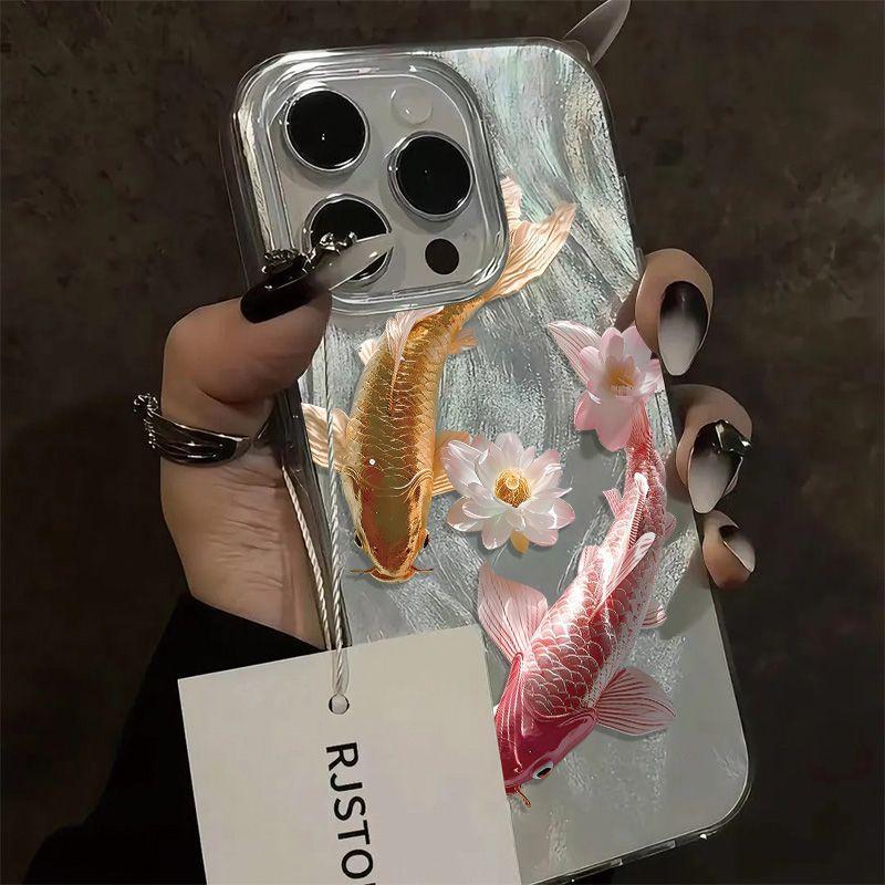 Koi Fish & Lotus Pattern Phone Case, Clear Phone Cases for iPhone ...