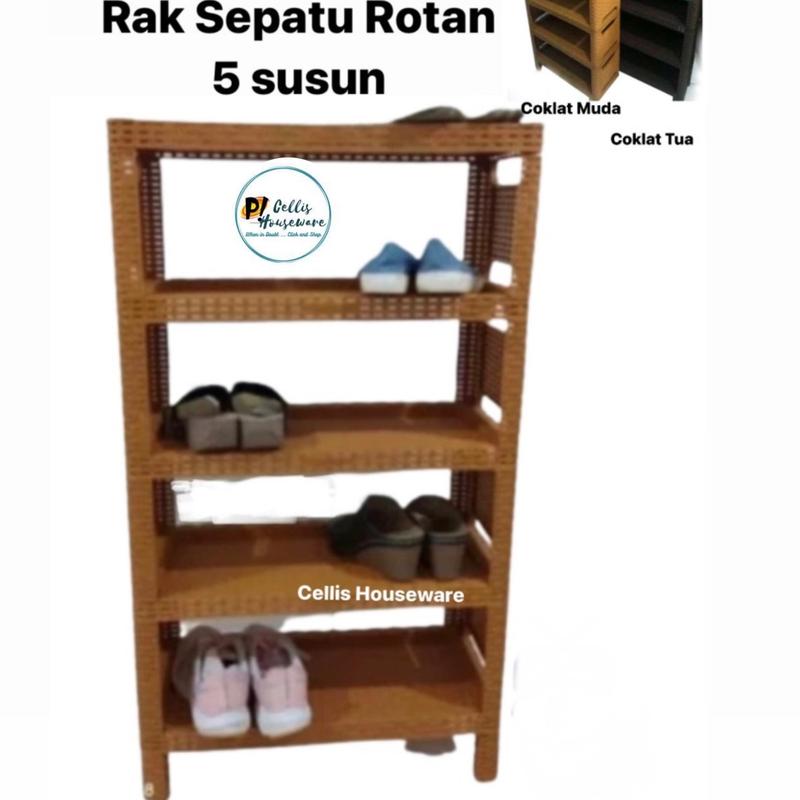 Rak sepatu Rotan 5 susun Adjustable Standing - Shop | Tokopedia
