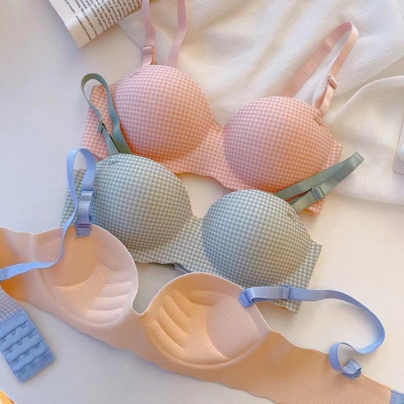 Bras for Women Simple Seamless Ice Silk Bra One-piece Thick Push ...
