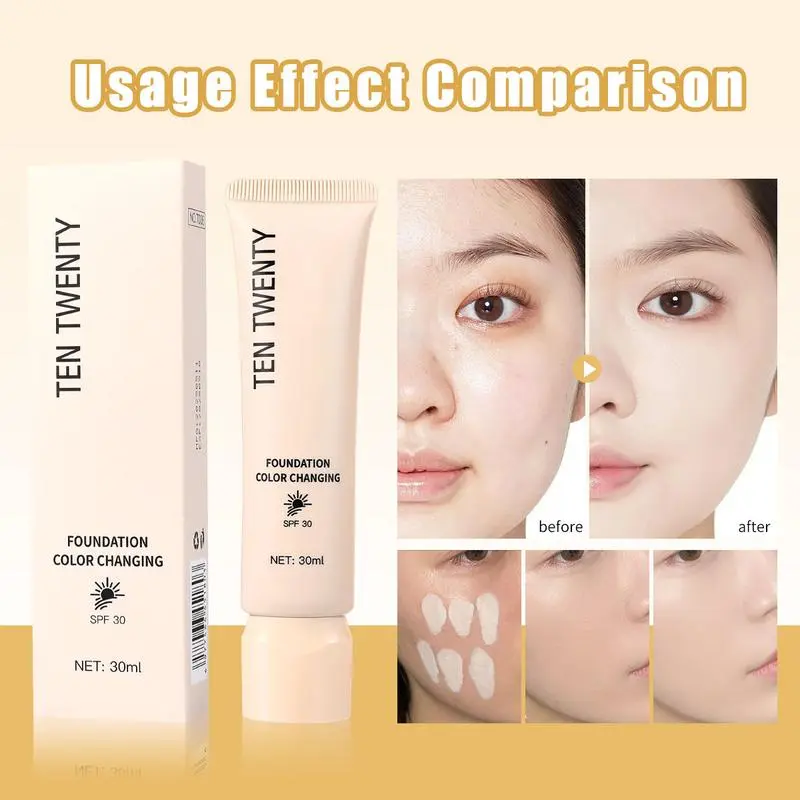TEN TWENTY Magic Color Changing Liquid Foundation W/SPF30 Lightweight ...