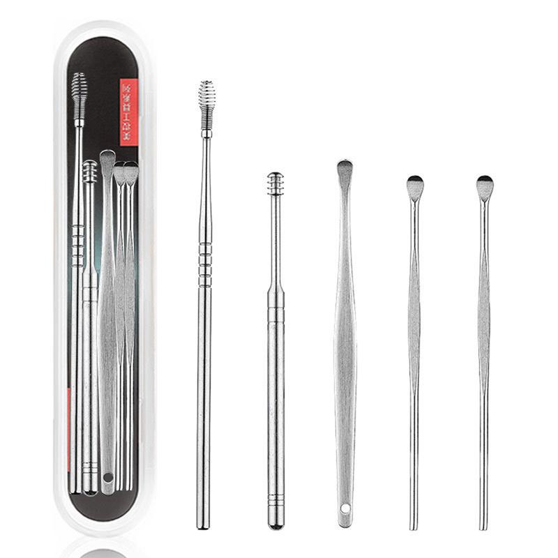Jvujgcz 5Pcs Stainless Steel Spiral Spring Ear Picks Spoon Wax - TikTok ...