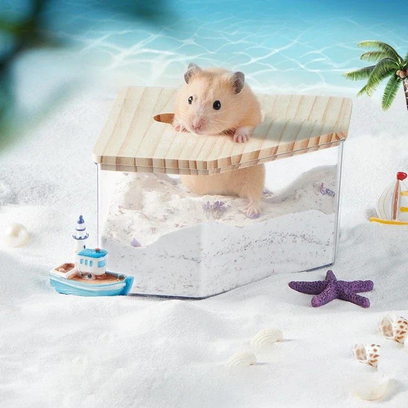 Hamster Bathroom House Sandbox Full Transparent Urine Sand Basin ...