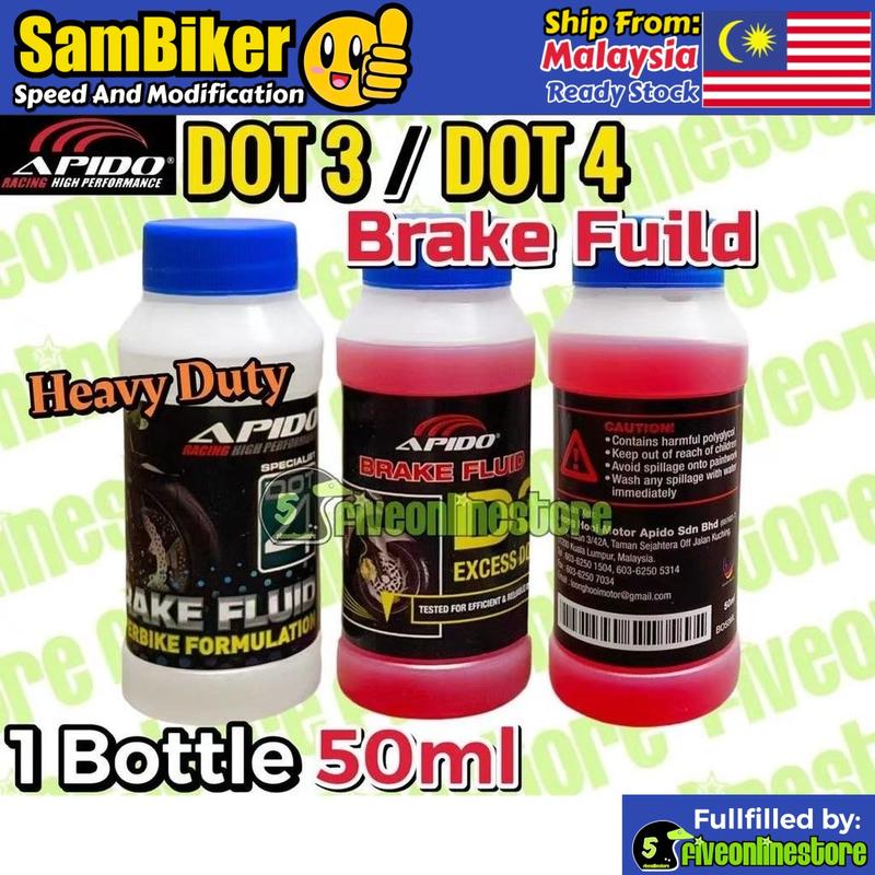 APIDO Brake Fluid Minyak Brek DOT3 DOT4 Dot 3 Dot 4 50ML Heavy Duty ...