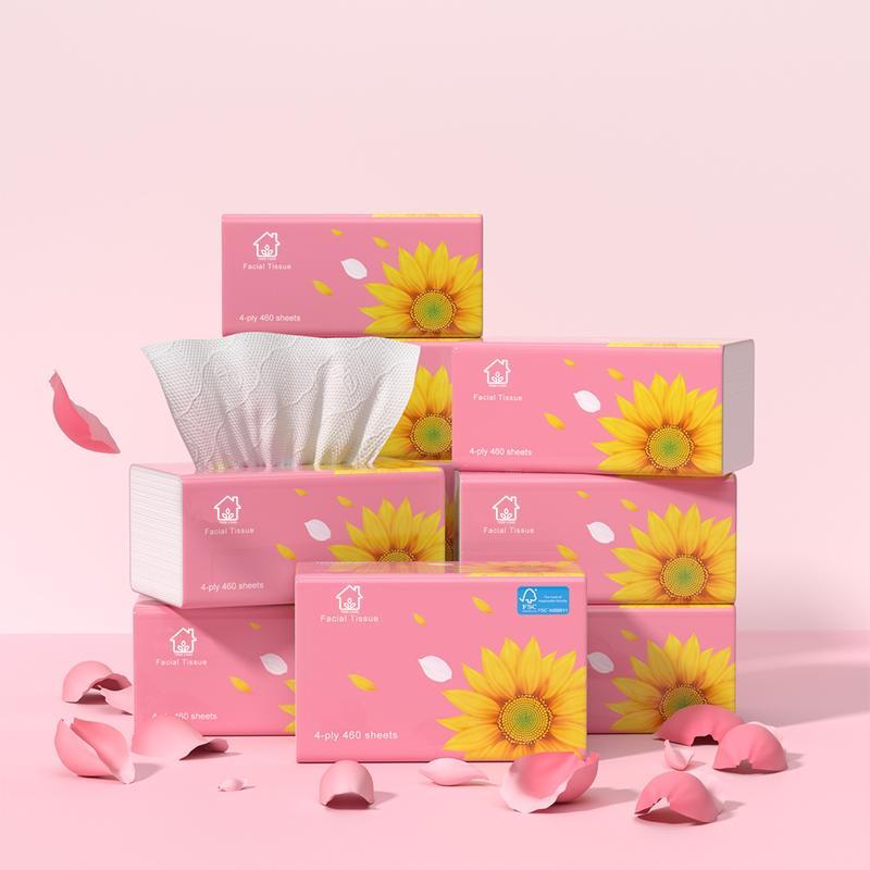 8 Packs Facial Tissue 4 Ply 480 Sheets Paper Towel Tissue Interfolded ...