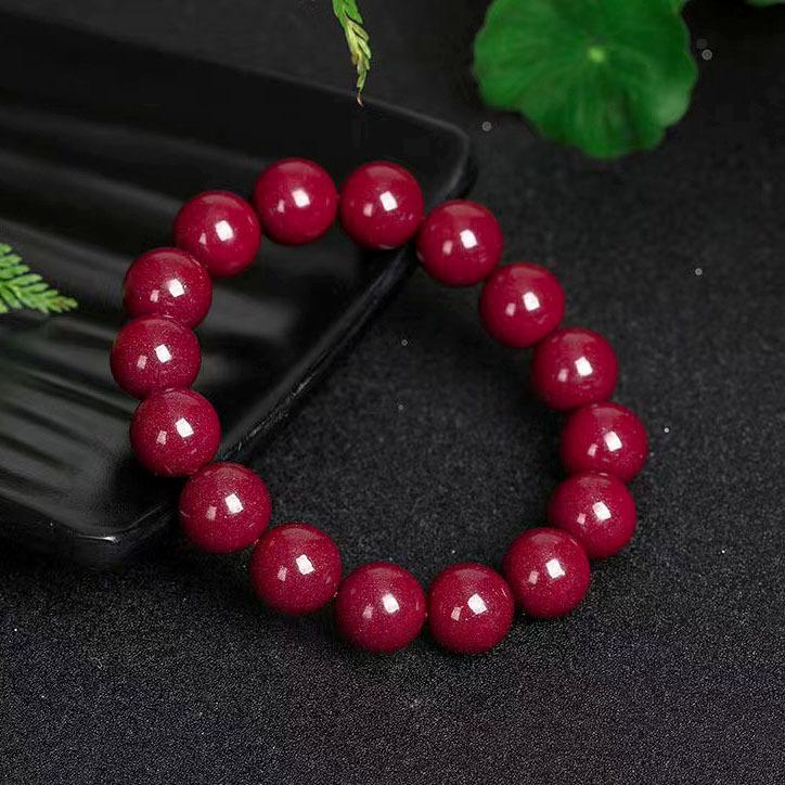 Mingdu Crystal Natural Cinnabar Bracelet round Beads Bracele - TikTok ...