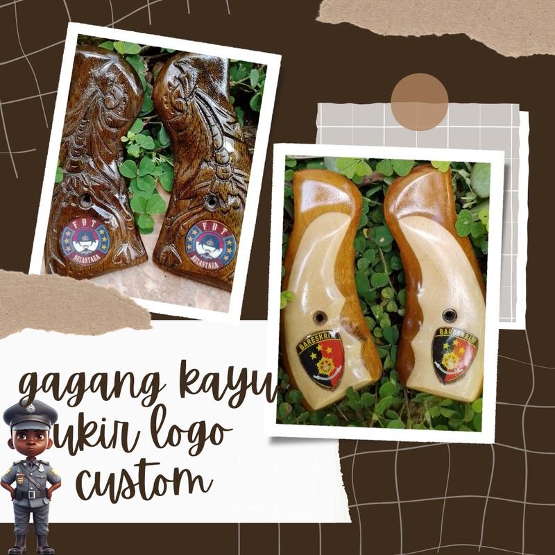 gagang kayu logo ukir custom - Shop | Tokopedia