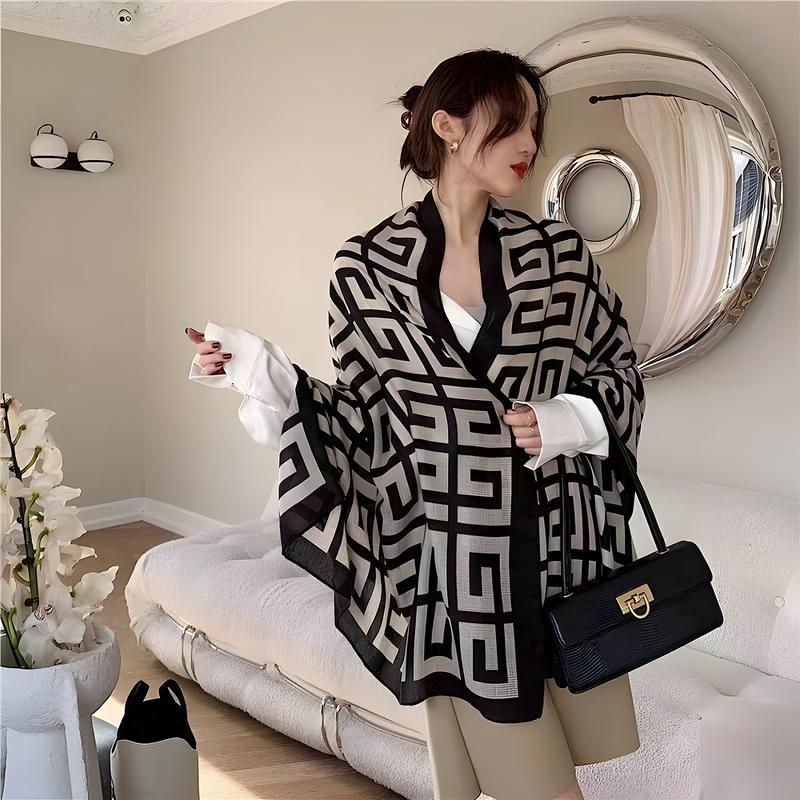 Print Thin Section Shawl For Women 190×60CM Sunscreen Breathable ...
