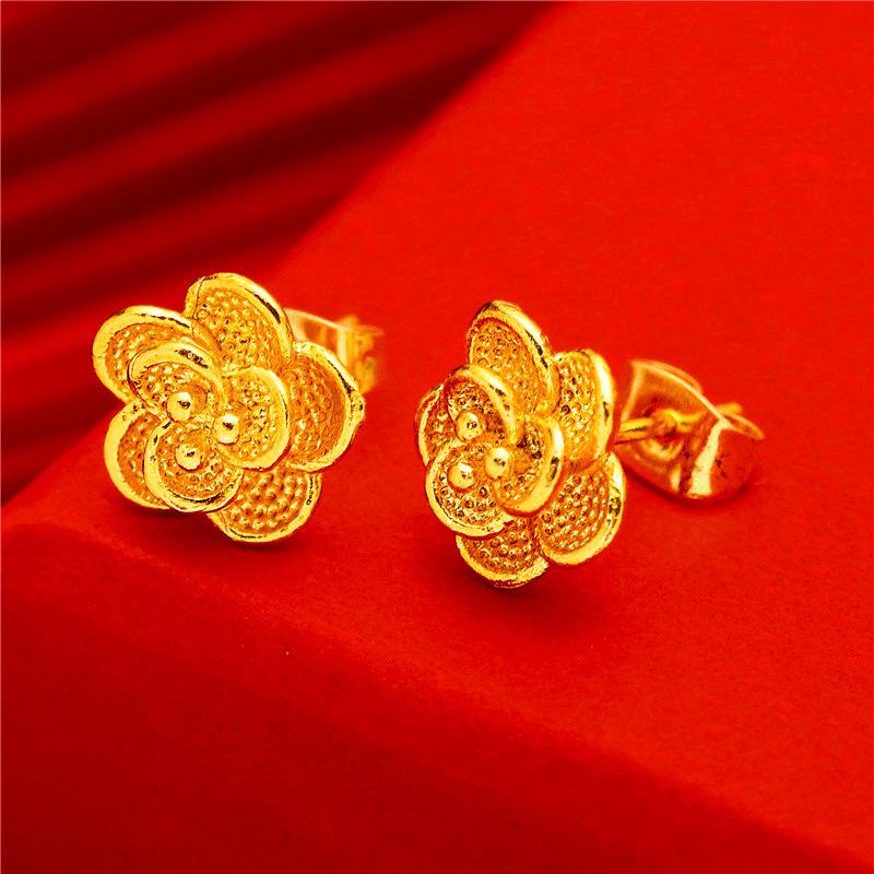 Anting-anting Bunga Mawar, Gaya Xiaohongshu, Bersalut Emas, Tahan Lama ...