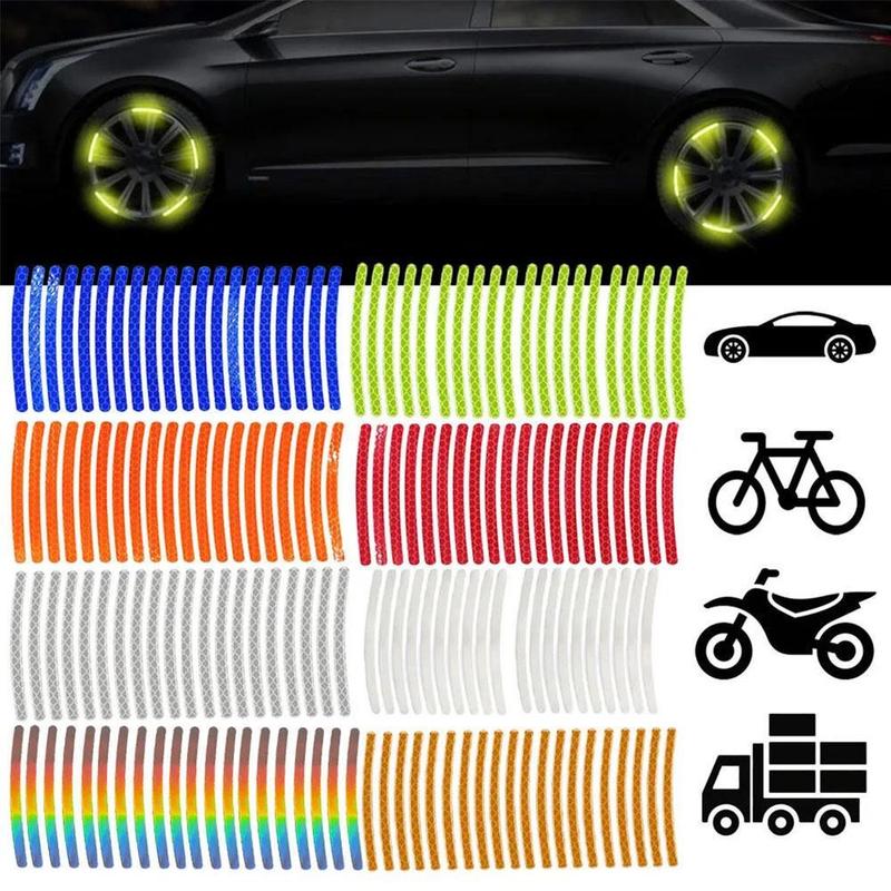 20pcs Car Tyre Rim Wheel Reflective Sticker Luminous Strip Rainbow ...
