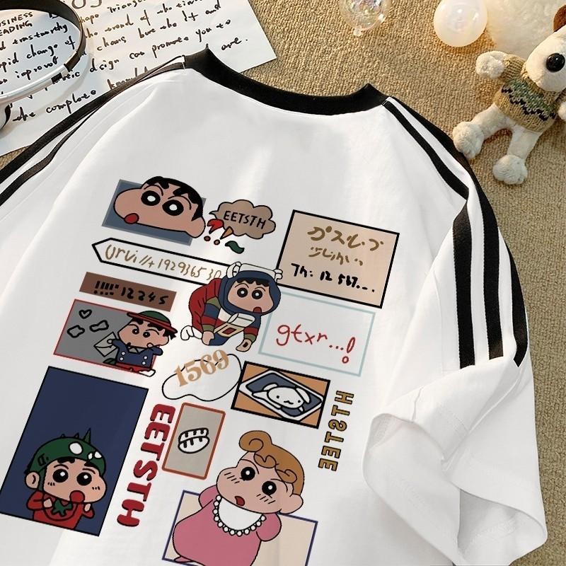 Tshirt Lengan Pendek Garis Tiga Oversize Pola krayon Shin-chan - Shop | Tokopedia