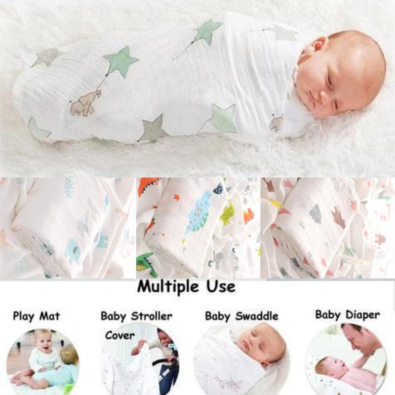 BABA Baby Infant Muslin Blanket Swaddle 100% Cotton Soft Lampin ...