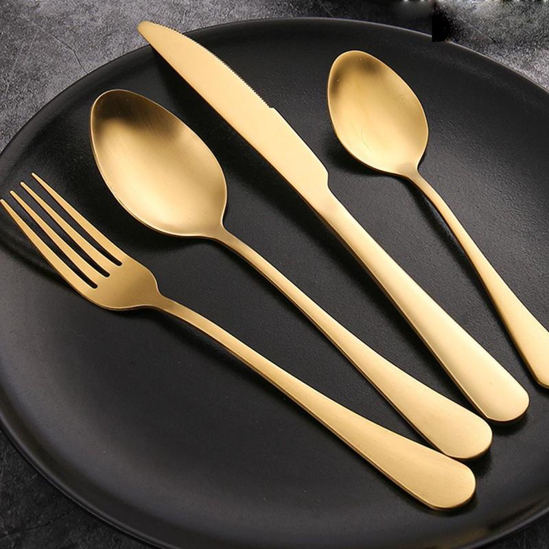Retro Dinner Spoon Light Luxury Matte Cutlery Set Stainless Steel ...