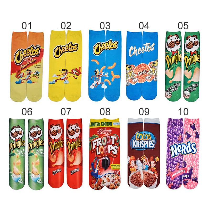 1 Pair Funny Socks Unisex Potato Chips Snacks 3D Digital Printing ...