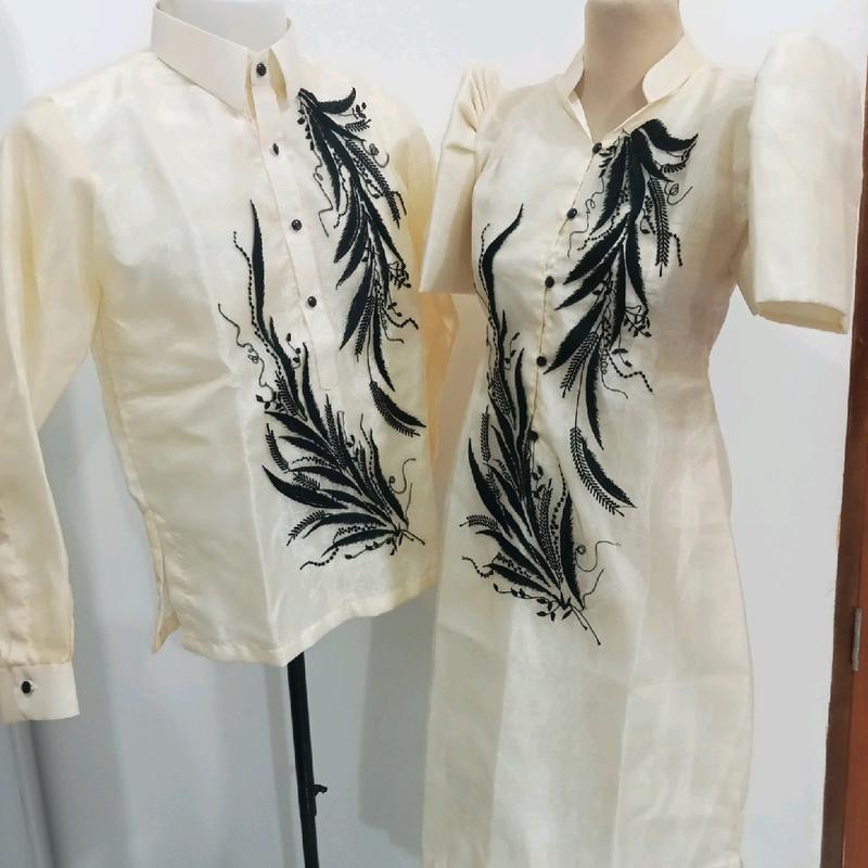 couple barong men& dress Filipiniana sleeves feather design - TikTok ...
