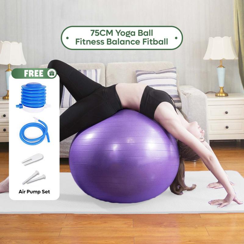 75CM Yoga Ball Fitness Balance Fitball Gym Ball Exercise Sport Pilates ...