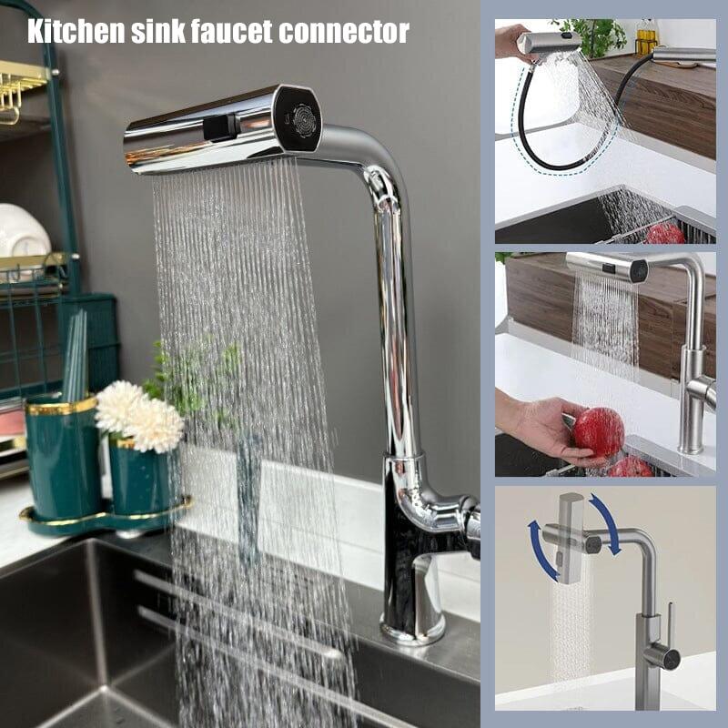 Kitchen Sink Faucet 360 ° Rotating Three in One Waterfall Style ...